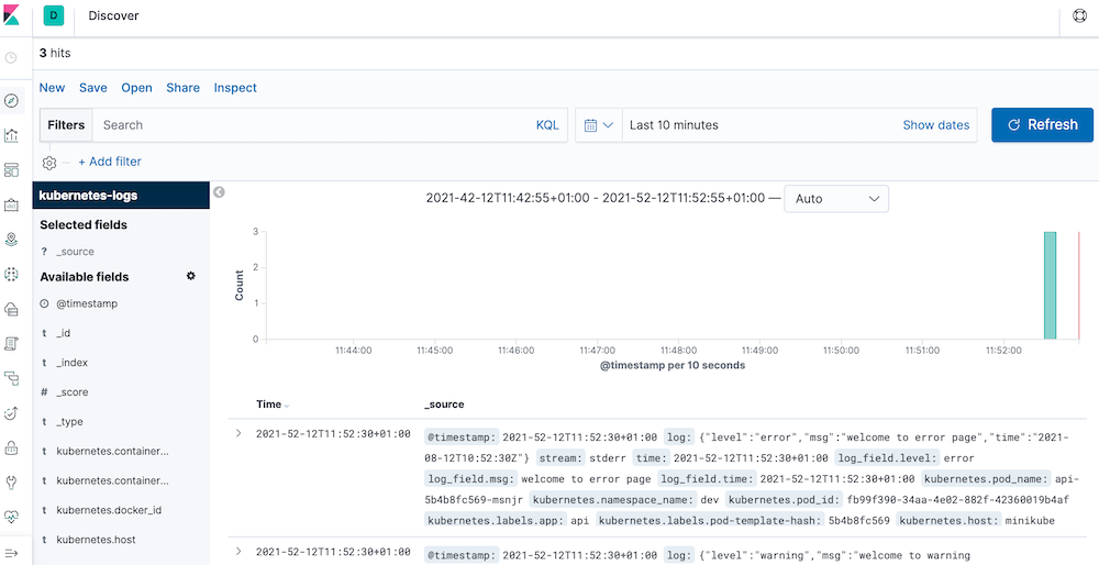 Inanzzz Managing Application Logs With Efk Stack Elasticsearch Fluent Bit Kibana In Kubernetes